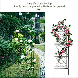 Garden Trellis for Vines and Climbing Plants Outdoor, Iron Wire Lattices Grid Panels for Potted Climbing Pergola Cucumber Tomato Rose Vegetable Flower Plant Trellises (60 * 16 Inch, Pack of 2, Black)