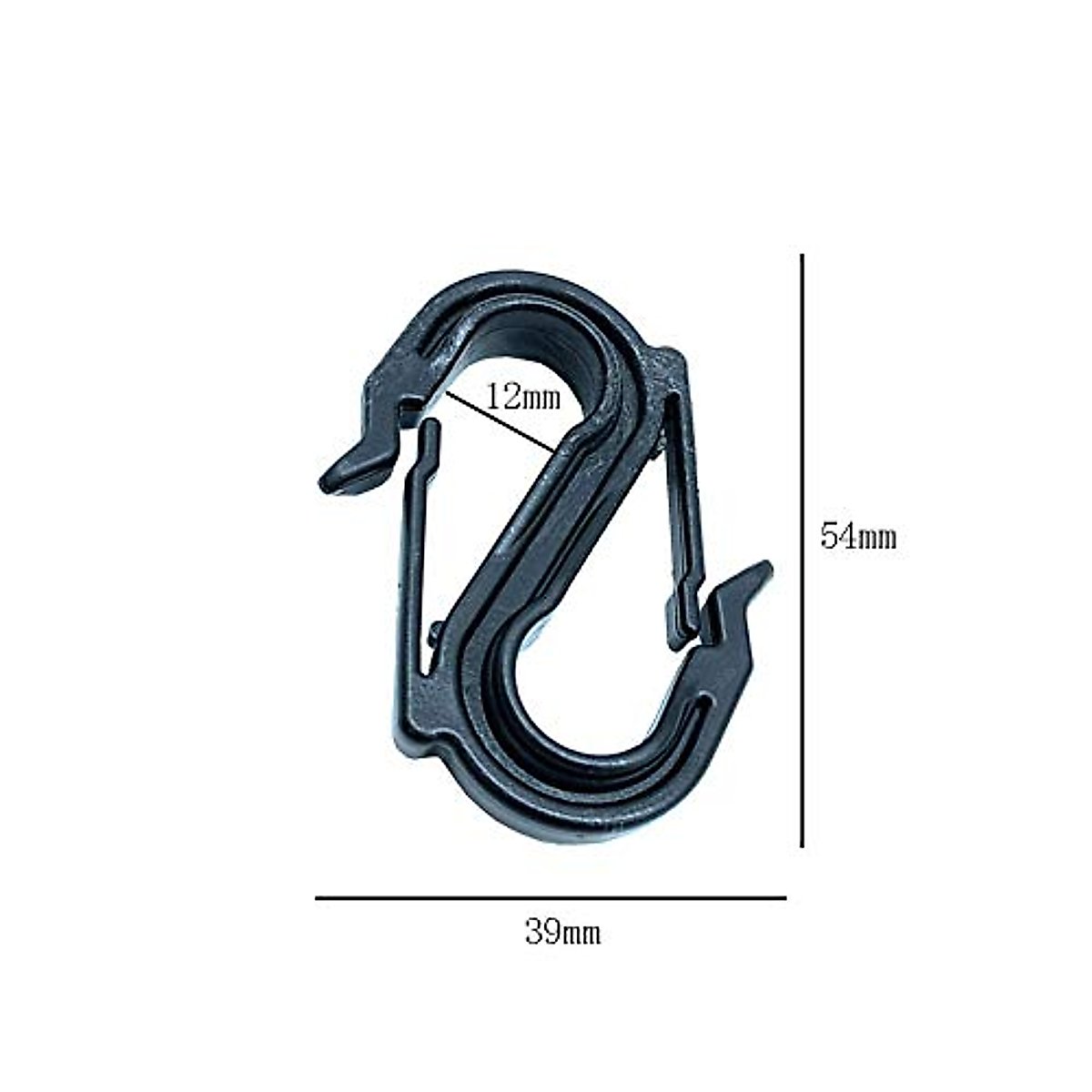 lasenersm 20 Pieces Heavy Duty S Hooks Plastic S Shaped Hooks Hanger Double S Hooks Double Head Clasp S Hooks for Tent Tarpaulin Net Cargo Net Bungee Net Truck Net, Black