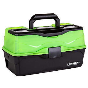 Flambeau Outdoors 6383TB 3-Tray - Classic Tray Tackle Box - Red/Gray & Flambeau Outdoors 6383FG 3-Tray Classic Tray Tackle Box, Portable Tackle Organizer, Frost Green/Black