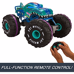 Hot Wheels Monster Trucks RC Toy, Large Remote-Control 1:6th Scale Mega-Wrex, All-Terrain Tires, 2ft+ Long