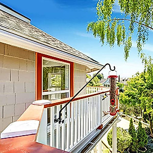 MIXXIDEA Extended Fence Deck Hook Rail Hook Heavy Duty Bird Feeder Hook, 360 Degree Rotary and Length Adjustable Plant Bracket for Bird Feeders, Planters, Suet Baskets, Lanterns, Wind Chimes and More