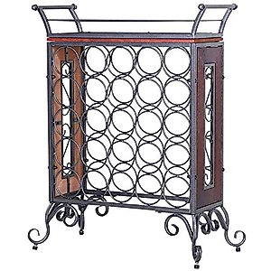 HOMCOM 25 Bottle Horizontal Free Standing Wine Rack Stand Wood and Metal - Black