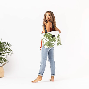 ALOHA Collection Splash-Proof Reversible Monstera Holo Holo Tote in Seaweed