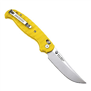Harnds Giant Silkworm Tactical Folding Knife with SandvikSteel BladeG10 Handle Camping Pocket Knife with Reversible Pocket Clip (yellow)
