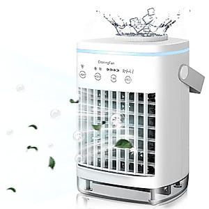 Portable Air Conditioners, Evaporative Personal Air Cooler With Top Fill 700ml Water Tank, Small Quiet Cooling Fan 4 Wind Speed & Colorful Light For Bedroom, Office, Home, Outdoor (No Battery)