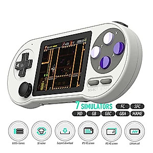 Handheld Game Console for Kids, Rertro Game Console Built-in 6000 Retro Games, 3 inch IPS Screen, 7 Emulators FC/SFC/MD/GB/GBC/GBA/MAME, Retro Handheld Game Console Gift for Kids