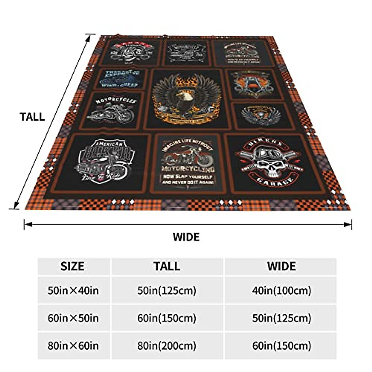 Motorcycle Throw Eagle Blanket Super Soft Warm Cozy Blankets Lightweight Microfiber Flannel Sherpa Fuzzy Plush Throws for Sofa Couch Bedding All Season 60"x50"