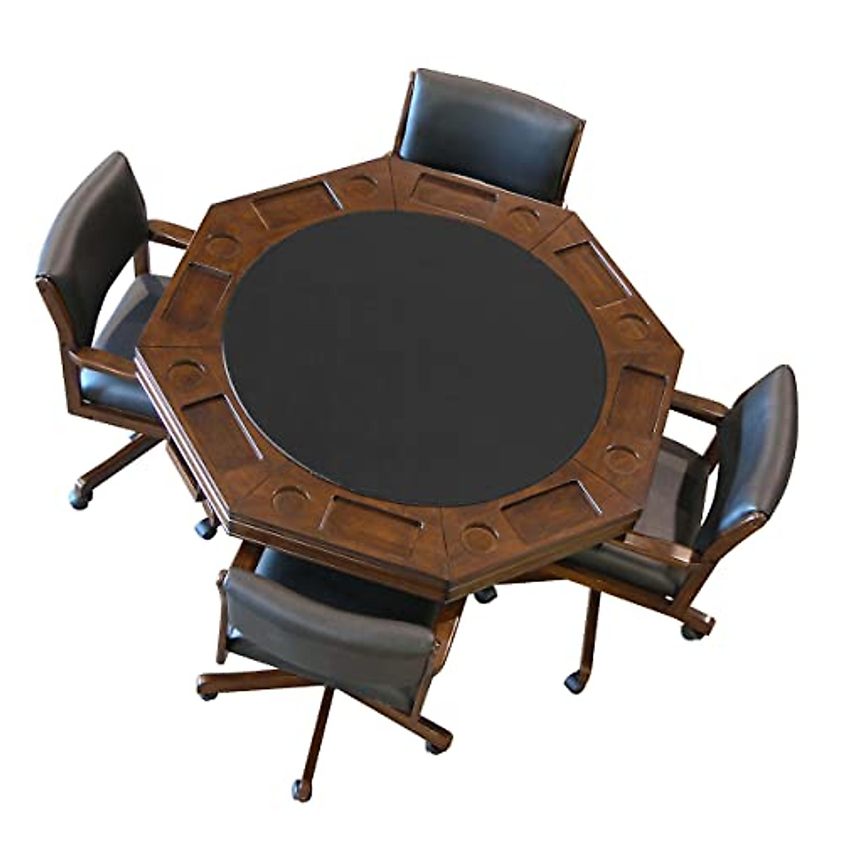 Fairview Game Rooms 3-in1 Combination Game & Dining Table Set with 4 Rocker-Swivel Chairs- (Chestnut)