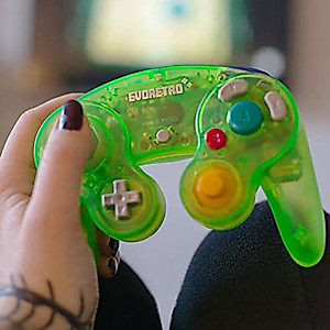 EVORETRO Gamecube Controller Compatible for Switch, wii Console and PC Games - 4 Pack Bundle with 4 Extension Cords and a 4-Port Adapter