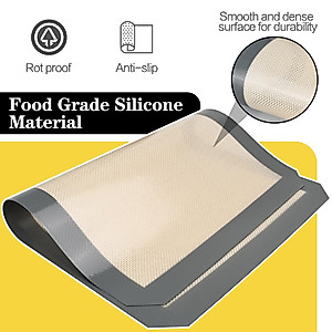 Silicone Baking Mat, 2pcs 16.5"×12" Silicone Reusable Baking Mat, Non-Stick, Food Safe Oven Baking Mats for Baking, Making Cookies, Bread