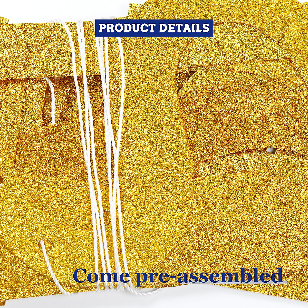 Firefairy™ Shit Just Got Real Gold Glitter Bunting Banner for Funny Wedding, Engagement, Bachelorette,Pregnancy Announcement,Bar Sign