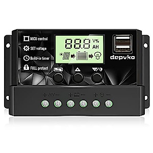 [2022 Upgraded] 2Pcs 30A Solar Charge Controller, 12V/ 24V Solar Panel Regulator with Adjustable LCD Display Dual USB Port Timer Setting PWM Auto Parameter