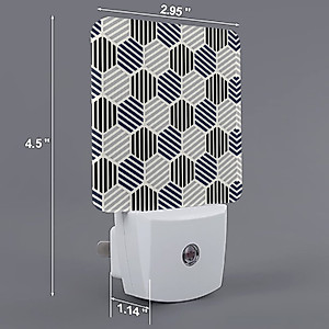 Big buy store Night Lights Auto Sensor Black Gray Hexagon Plug-in LED Nightlights Dusk to Dawn for Living Room, Bedroom, Bathroom, Kitchen, Hallway, Stairways, Abstract Geometric