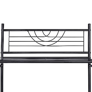 Kimzda 3-Tier Bathroom Over The Toilet Storage Rack Free Standing Metal Frame Shelf Organizer, with 4-Hooks, Black