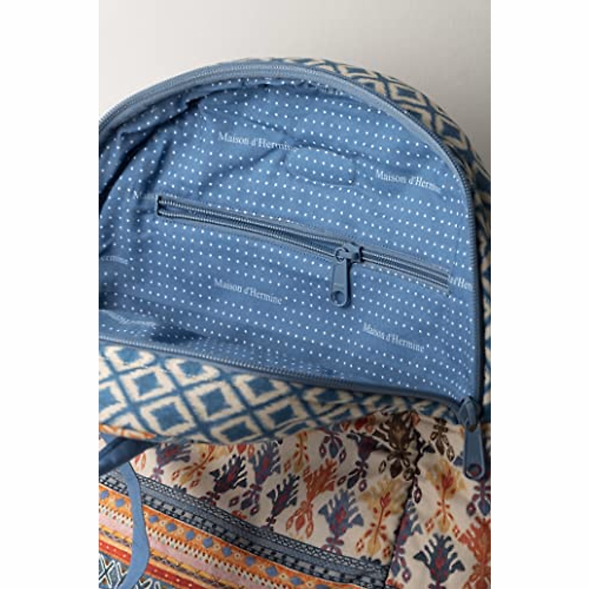 Maison d' Hermine Backpack Cotton Shoulder Backpack with Small Pouch Lightweight Bag for Travel Work Beach Perfect for Women & Men (Ikat - Ikatan)