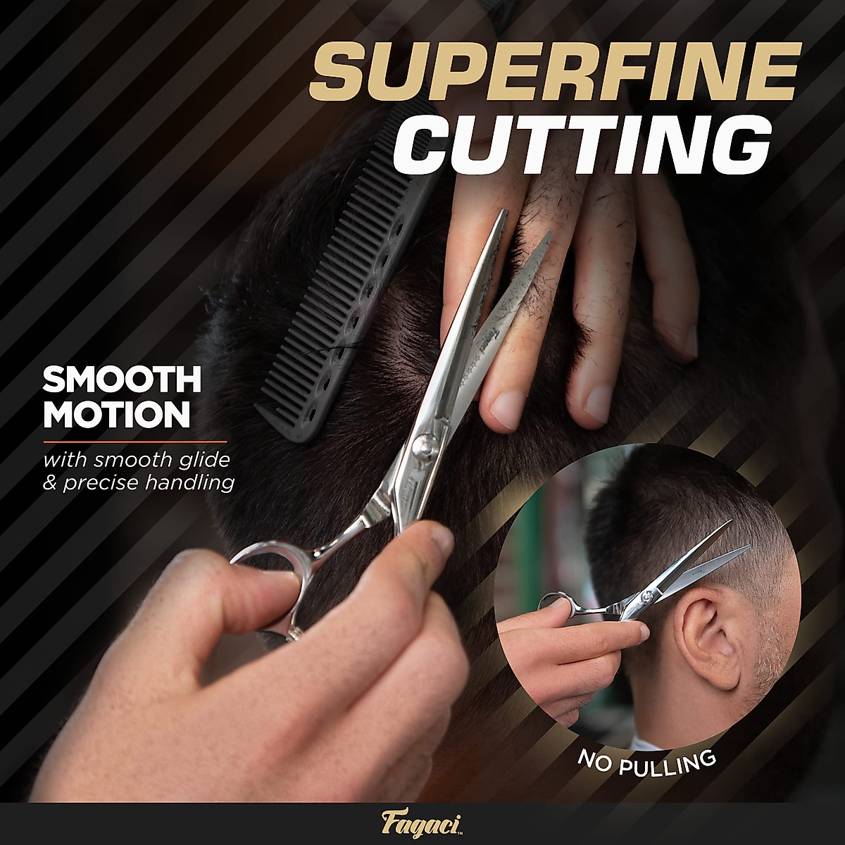 Fagaci Professional Hair Scissors 6” Extremely Sharp Blades, Fine Cutting Blades, Hair Cutting Scissors Professional, Hair Shears, Barber Scissors Set for Men and Women, Haircut Scissors Hair Kit