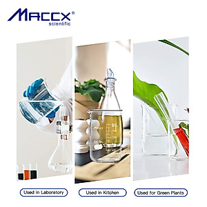 Maccx Sturdy Glass Beakers, 5 Sizes of 50ml 100ml 250m 500ml 1000ml,3.3 Borosilicate Griffin Low Form with Printed Graduation, BKLS02-005