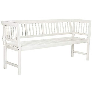 Safavieh PAT6732C Outdoor Collection Brentwood Bench, Antique/White
