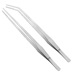 Vaincre 2PCS Long Tweezers, 15 inch Curved Aquascaping Tools, Stainless Steel Feeding Tongs Aquascape Tools, Aquarium Tweezers for Aquarium Reptile, Plant, Snakes, Lizards, Coral Feeder
