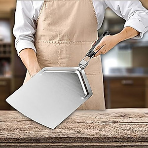 Pizza Peel Foldable Oven Paddle - 13 Inch Width & 15 Inch Length Plastic Handle with Easy Grip Stainless Steel Metal Spatula for Baking Dough Flat Bread and Cake