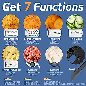 Magiccos 14-Cup French-Fry-Cutter Storage-Drawer Food-Processors - Large Feed Chute, Built-in Storage Drawer, Cheese Shredding, Meat Chopping, Shredding and Slicing, Mixing and Doughing, for Home Use