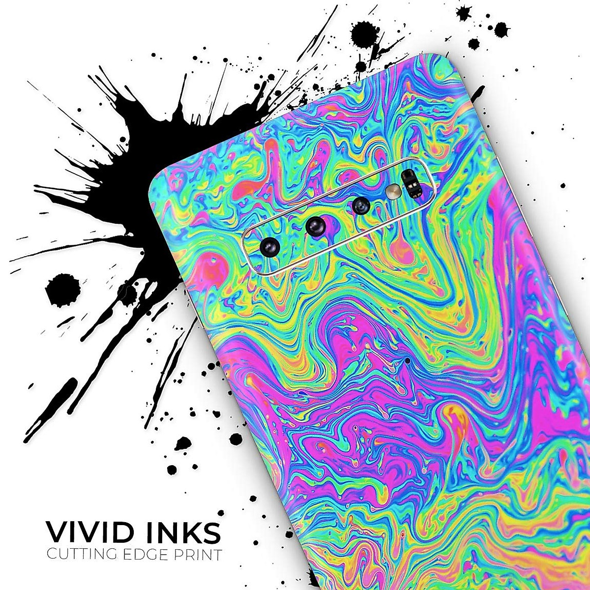 DesignSkinz Neon Color Swirls V2 Protective Vinyl Decal Wrap Skin Cover Compatible with The Samsung Galaxy S20 (Screen Trim & Back Glass Skin)