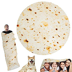 Tortilla Blanket Adult Size, Tortilla Blanket for Adult and Kids, Taco Kids Blanket, 80 Inches Realistic Food Throw Blanket for Pet, Soft Comfortable Flannel Blanket Funny Gifts for Bed, Couch, Travel