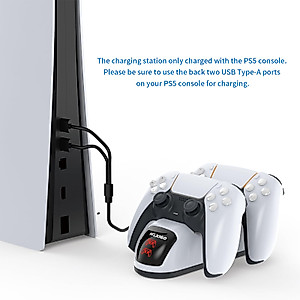 NexiGo Enhanced PS5 Controller Charger, Dual Charing Station with LED Indicator, High Speed, Fast Charging Dock for Playstation 5 DualSense Controller, White