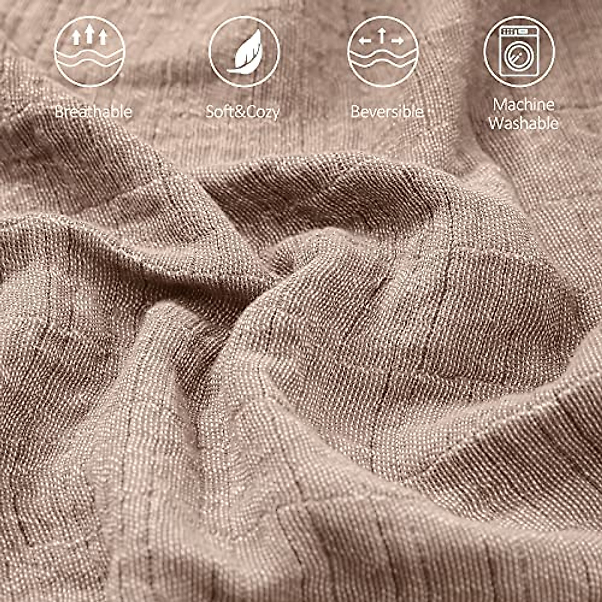 SE SOFTEXLY Muslin Throw Blanket, 100% Cotton Blankets for Adults and Baby, 4-Layer Soft Breathable Bed Throw Blankets All Season,King Size Blanket (90"x102", Coffee)