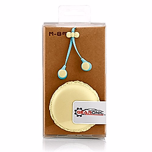 GEARONIC TM Cute 3.5mm in Ear Earphones Earbuds Headset with Macaroon Ear Buds Organizer Box Case Compatible with Smart Phones PC MP3 (Beige)