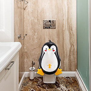 Boy Pee Potty with Aiming Potty Training Urinal Penguin Training Urinal Boy Urinal Toddler Pee Trainer Toilet Bathroom Funny Baby Training Potties (Black)