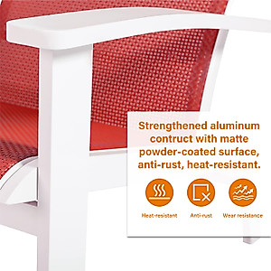 Anmutig Aluminum Adirondack Chair Deep Seating Patio Lounge Chair, Outdoor Club Chair Weather Resistant, Fire Pit Chair for Patio Porch Garden Backyard Deck (Red)