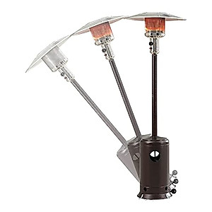 Sunjoy 47,000 BTU Avanti Outdoor Portable Propane Heater for Patio and Garden with Safety Auto Shut Off Valve and Wheels, Bronze