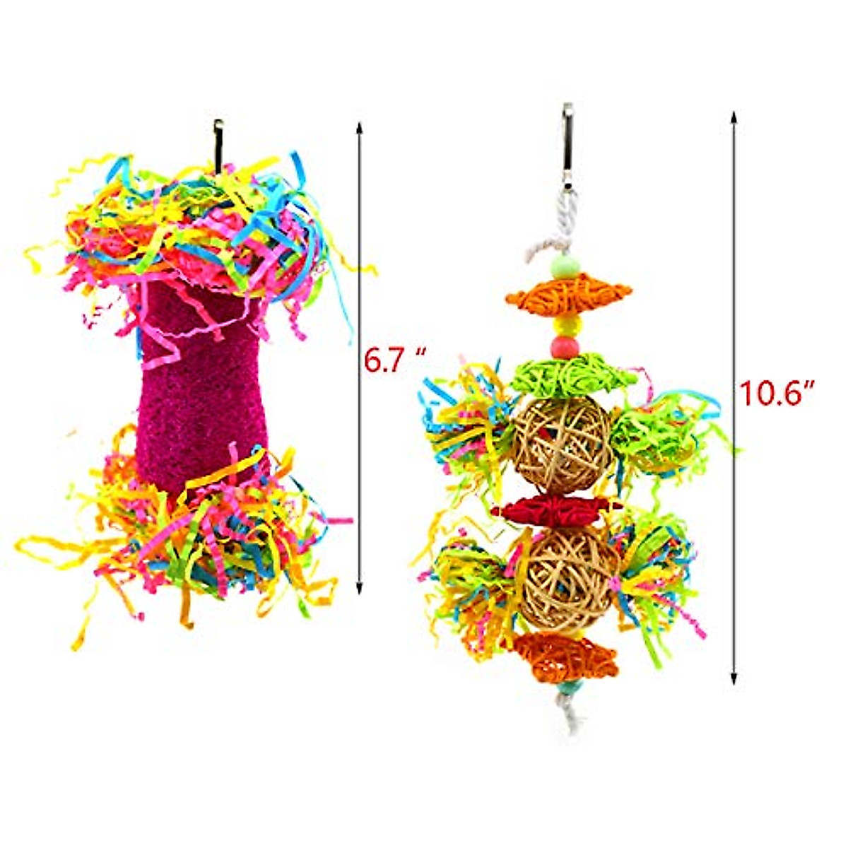 CooShou 5Pcs Small Parrot Chewing Toys Bird Shredder Toys Bird Parrot Foraging Hanging Toys for Small Birds Parakeets Parrotlets Lovebirds Cockatiels