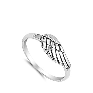 Angel Wing Polished Ring New .925 Sterling Silver Biker Band Size 4