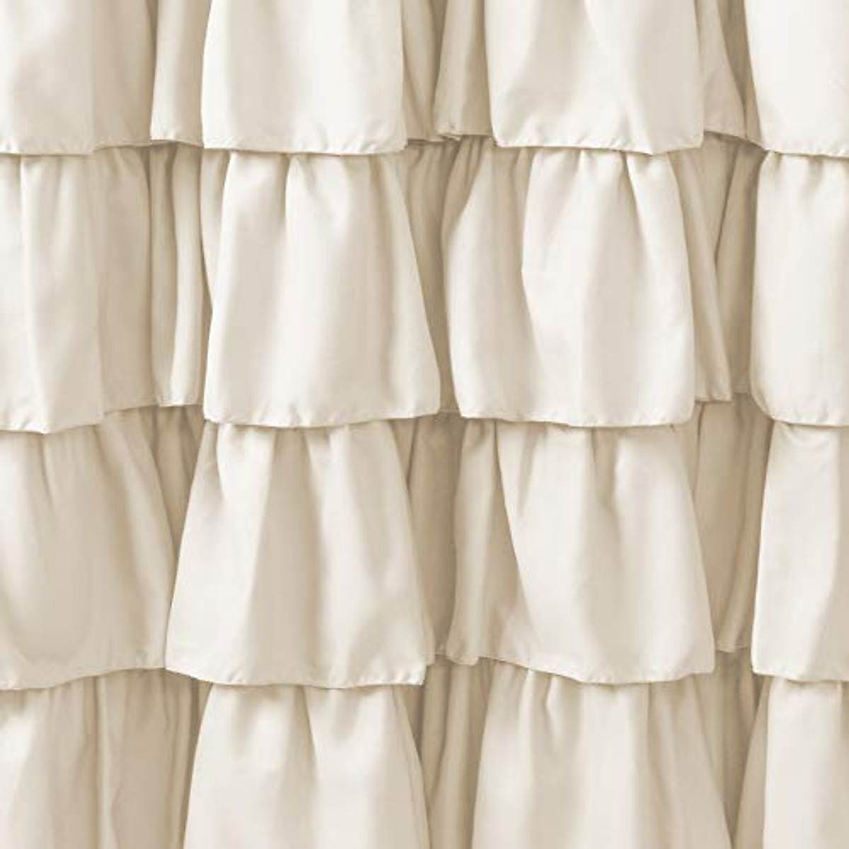 Lush Decor, Ivory Ruffle Shower Curtain | Floral Textured Shabby Chic Farmhouse Style Design, 72 x 72