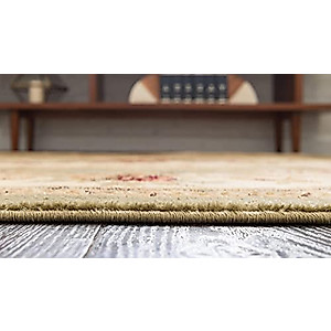 Unique Loom Versailles Collection Traditional Classic Floral Motif Area Rug (5' 0 x 5' 0 Octagon, Green/Ivory)