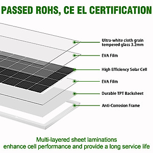 WERCHTAY 200 Watt Solar Panel 9BB Monocrystalline Cell, High-Efficiency Module PV Power Charger 12V Solar Panels for Homes Camping RV Battery Boat Caravan and Other Off-Grid Applications (200W)