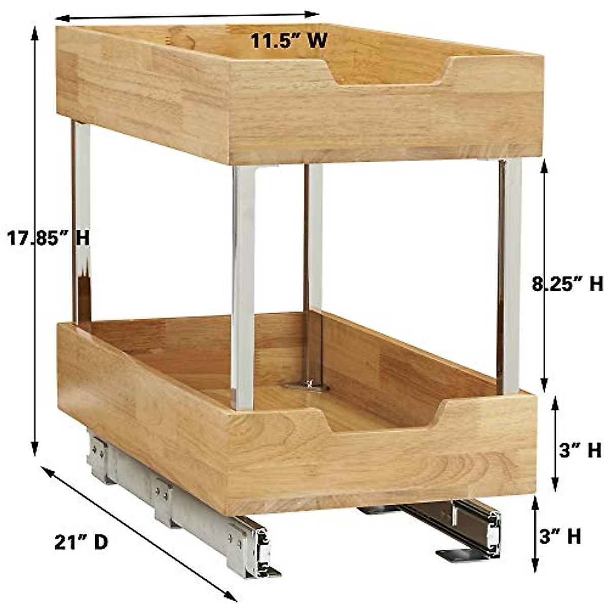 Household Essentials 24221-1 Glidez 2-Tier Sliding Cabinet Organizer, 11.5" Wide, Wood