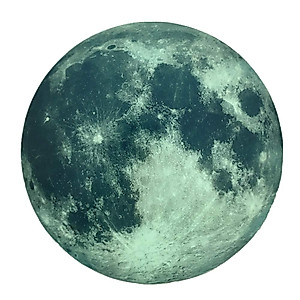 Glow in The Dark Moon Wall Decals 30cm Luminous Art Sticker at Night, Removable Adhesive Wall Decal for Kids Boy and Girl Bedroom