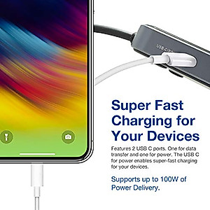 Verbatim 8-in-1 USB C Hub Adapter - 100W Power Delivery, 2 USB 3.0 Ports, 1 USB C, SD Card Readers, 3.5mm Audio Port for USB C Laptops + 6FT Monster 4K Ultra HDMI Cable