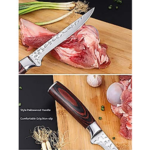 Kitory Boning Knife Forged Filleting Knife Razor sharp High-Carbon Stainless Steel Ergonomic Pakkawood Handle Professional Trimming Knife 7 INCH for Meat and Poultry
