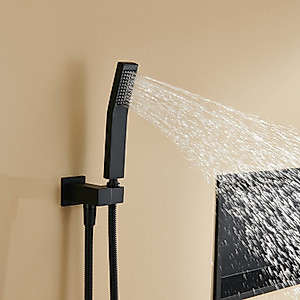 Artiqua Rain Shower System 12 Inches Shower Combo Set Black Wall Mount Faucet Bathroom Faucets with Rainfall Shower Head and Hand Shower