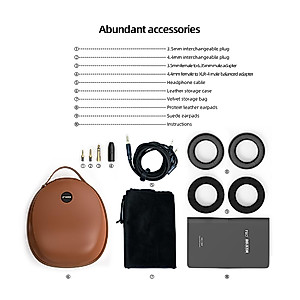 FIIO FT3 HiFi Studio 32ohm Wired Over-Ear/Open-Back Headphone, 60mm High-Performance Dynamic Driver Headset 3.5mmSE/4.4mm/6.35mm for Audiophiles/Stereo, Great-Sounding (32ohm)