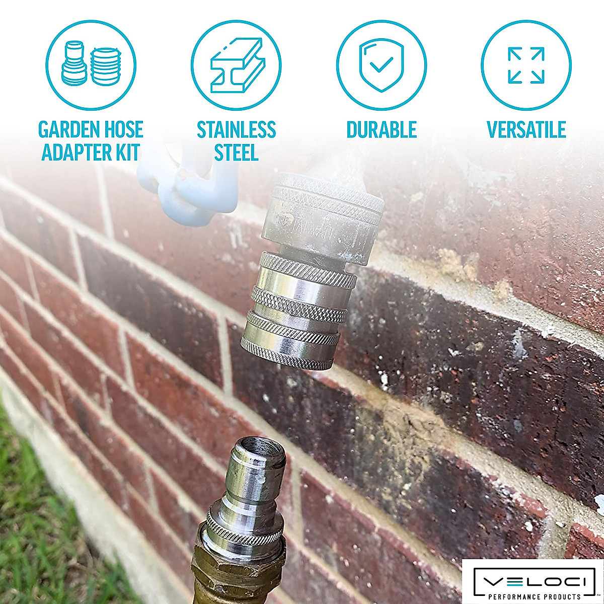 MTM Hydro Garden Hose Adapter 6 Piece 3/4” Quick Connect Fittings Kit, Stainless Steel High Pressure Couplings and Connectors for Pressure Washers and Car Detailing, 3x3