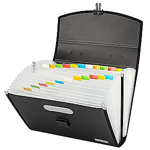 Uquelic 26Pockets Expanding File Folder - Upgraded Durable Buckle, Base with Ergonomic Portable Handle/Large A4 Letter Size Expandable File Organizer/Accordion Filing Document