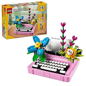LEGO Creator 3 in 1 Typewriter with Flowers - Easter Basket Gift for Kids - Building Toy with 3 Building Options, Typewriter, Flowerpot with Pen & Notebook, or Keytar - 31169