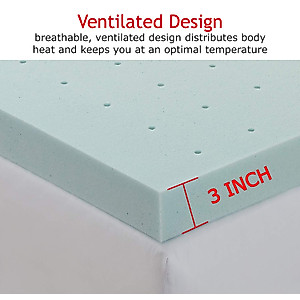 Empyrean Bedding Mattress Topper - 3 Inch Memory Foam Mattress Topper, Gel Infused Cooling Mattress Pad, King Size.