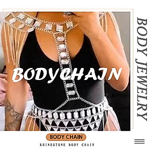 Aiosy Sparkly Rhinestone Body Chain Bra Silver Women Crystal Backless Tassel Chest Chains Bikini Halter Mesh Tops Layered Rave Outfits Jewelry Sexy Harness Body Accessories for Nightclub Festival