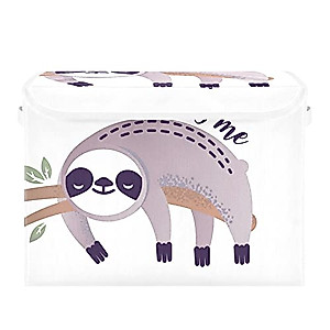 Sloth Heart Storage Bins with Lids for Organizing Lidded Home Storage Bins with Handles Oxford Cloth Storage Cube Box for Bed Room